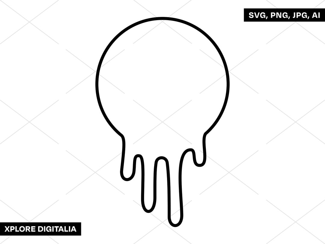 Melted Circle - Outline, Coloring, Funky, Vector Art, Instant Digital ...