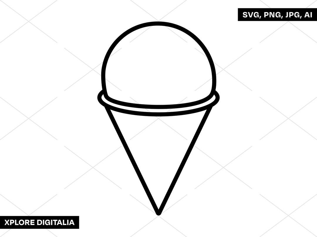 Snow Cone Outline - Ice Cream, Ice, Summer, Vector Art, Instant Digital ...