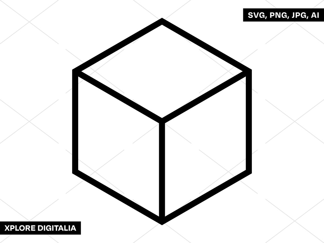 Cube Outline - Square, Clip Art, Kids, Vector Art, Instant Digital ...