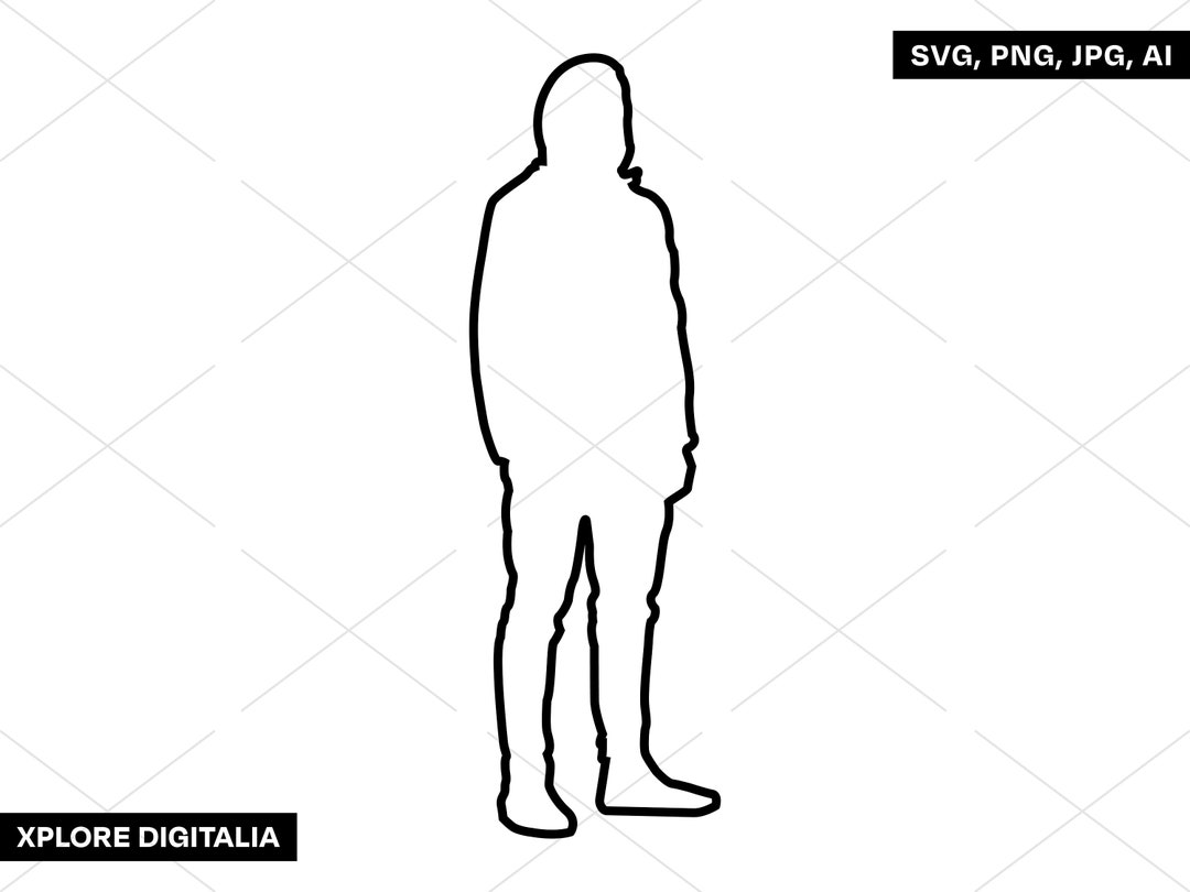 Man Outline - Male, Boy, Teen, Clip Art, Vector Art, Instant Digital ...
