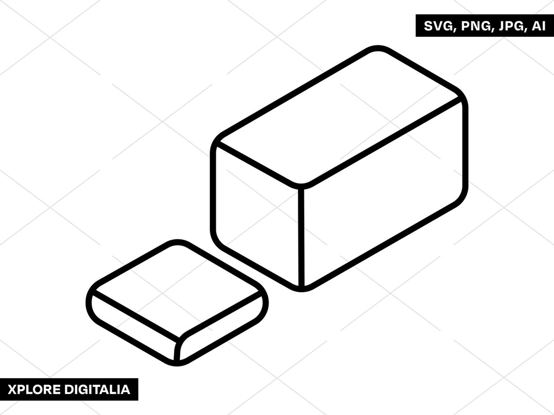 Butter Block Outline - Spread, Food, Kids, Vector Art, Instant Digital ...