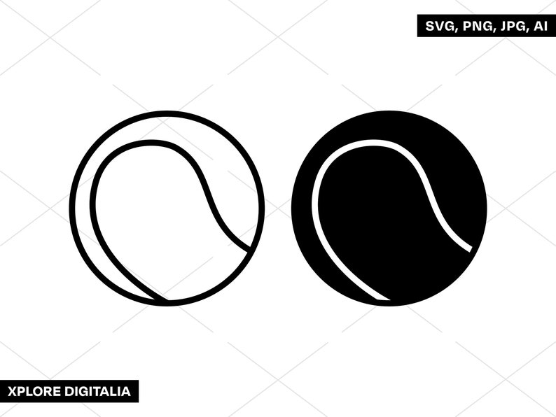 Tennis Ball Sport Ball Outline Bundle Vector Art - Etsy