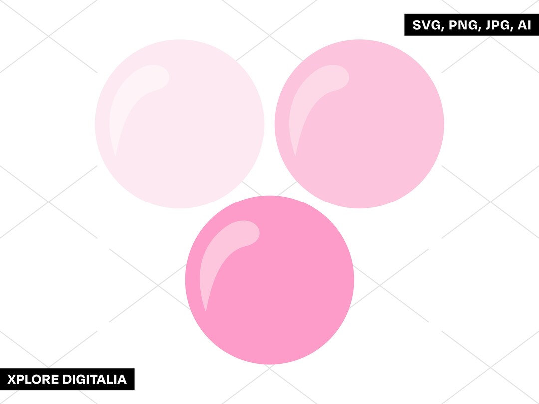 Bubblegum Bundle - Pink, Gum, Bubble, Girl, Vector Art, Instant Digital ...