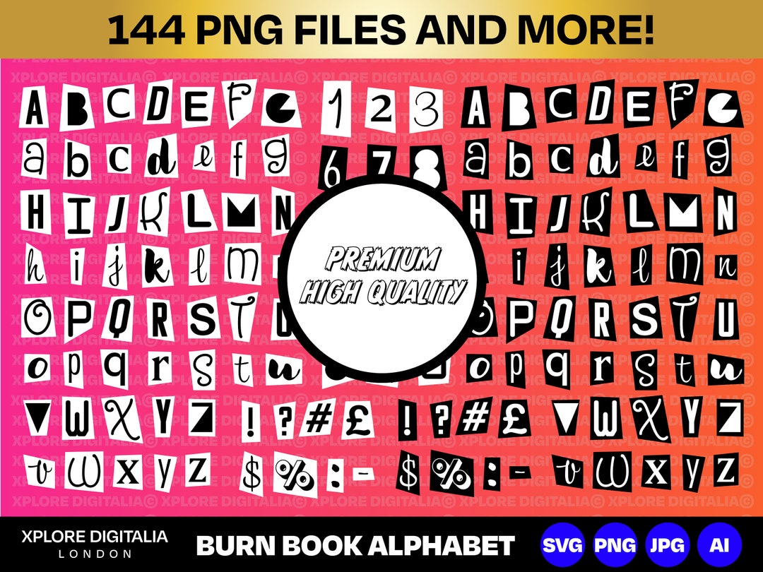 Burn Book Alphabet Vector Art Letters Instant Digital - Etsy