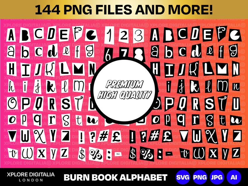 Burn Book Alphabet Vector Art Letters Instant Digital - Etsy