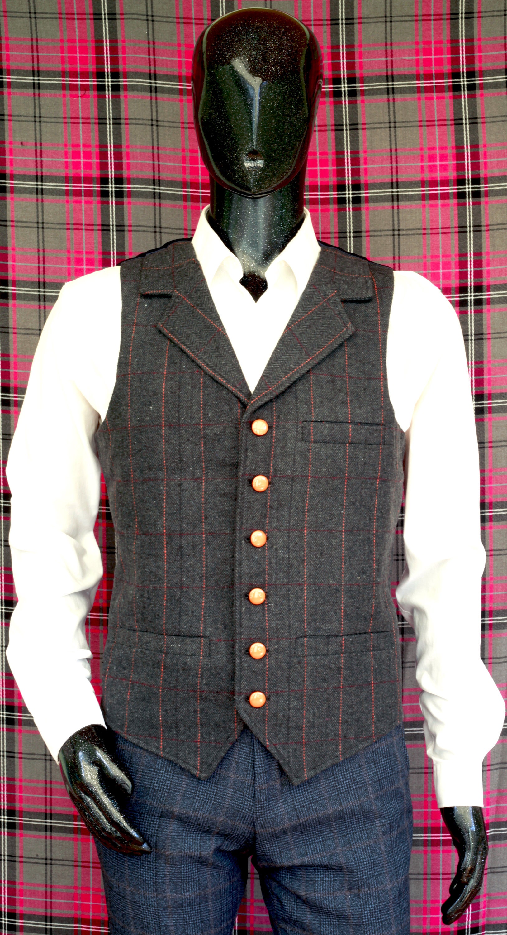 Tweed Waistcoat Plaid Wool Herringbone Tweed - Etsy