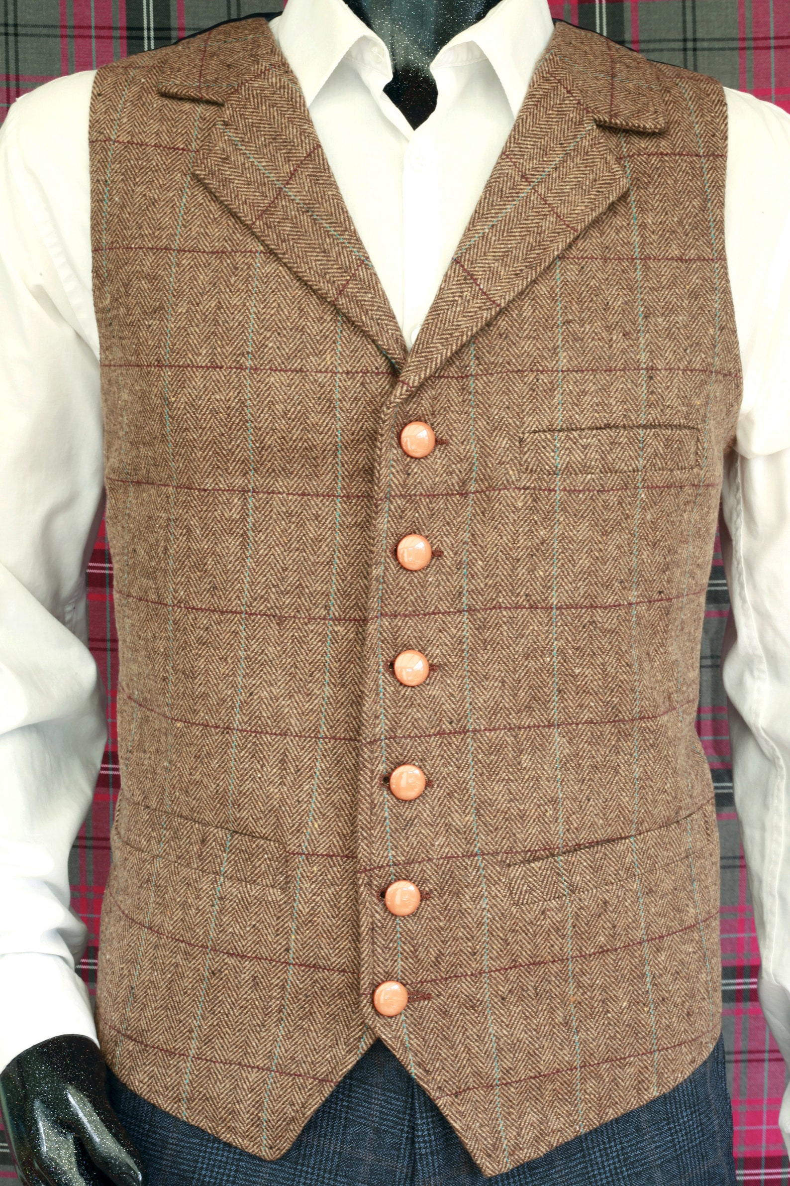 Tweed gilet geruite wol visgraat tweed - Etsy Nederland