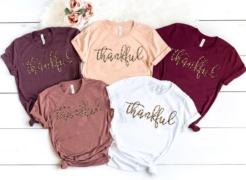 Thankful Shirt, Thankful Grateful Blessed Shirt, Thanksgiving T-shirt ...