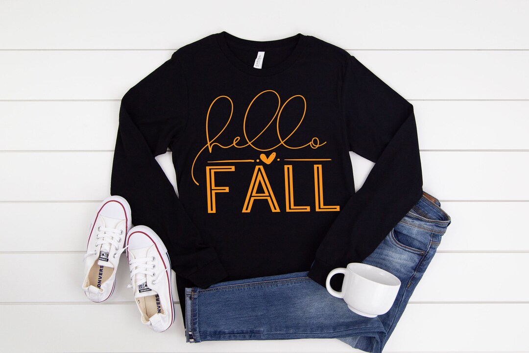 Hello Fall Long Sleeve, Hello Fall Shirt, Fall Shirts, Welcome Fall ...
