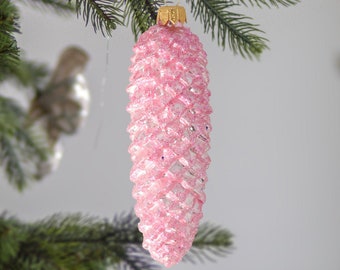 Glass Christmas Tree Cone Traditional Ornament Handmade Vintage ...