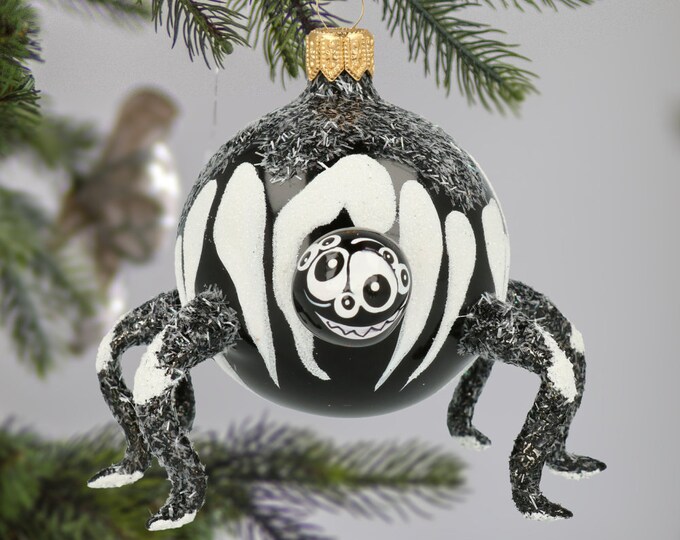 Glass Bauble With Spiders Free Blown Tree Decoration Halloween Handmade ...