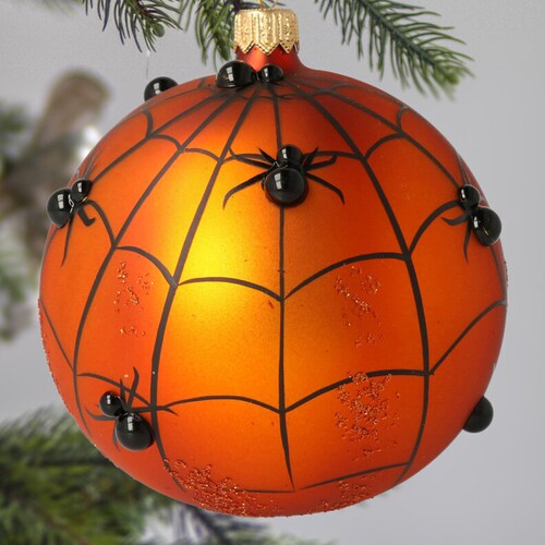 Glass Bauble With Spiders Free Blown Tree Decoration Halloween - Etsy