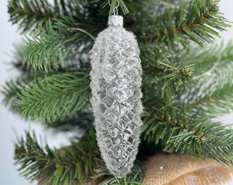 Glass Christmas Tree Cone Traditional Ornament Handmade Vintage ...