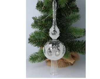 Glass Transparent Finial With Crystals Handmade Free Blown Tree Topper ...