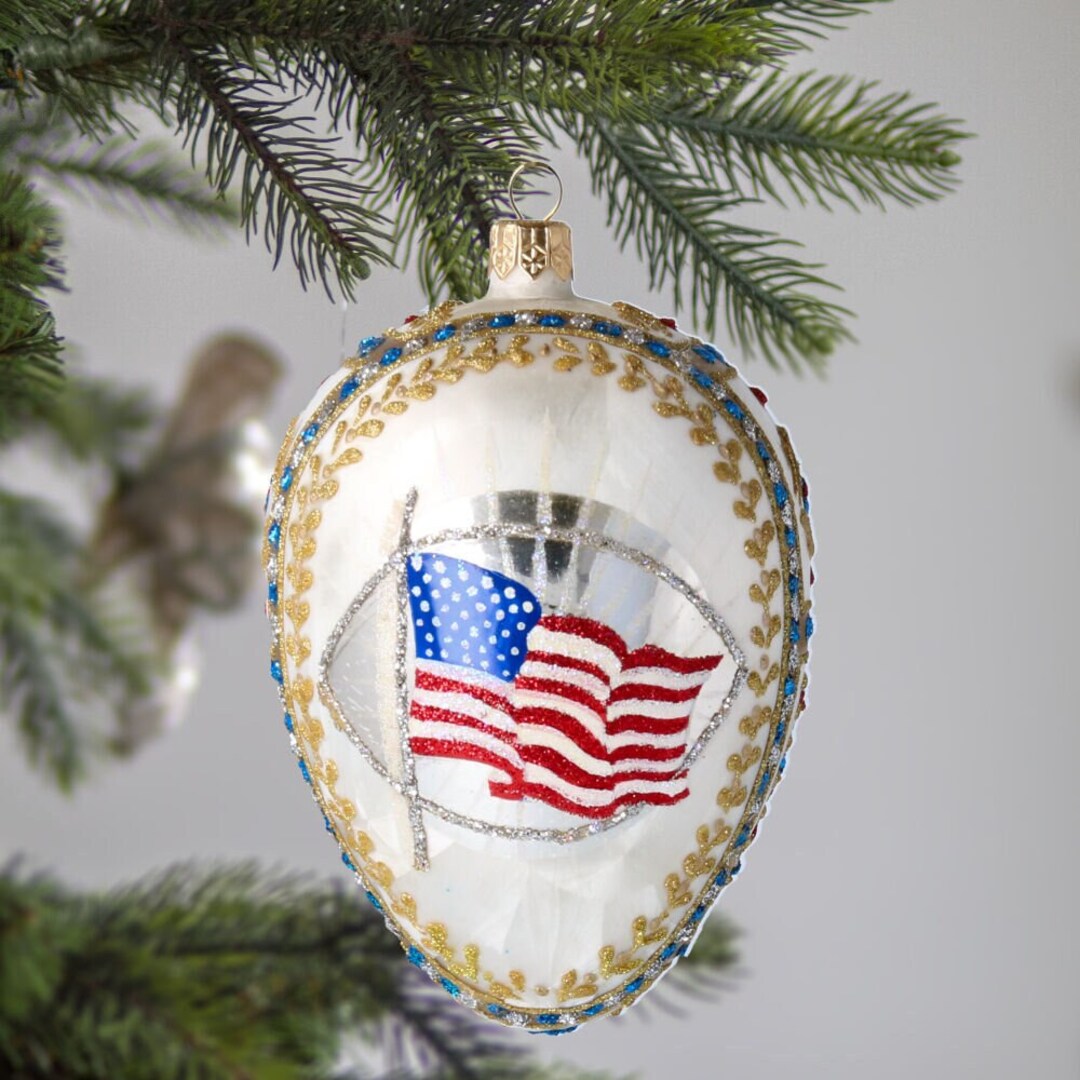 Glass American Flag Egg Hand-painted Egg USA Flag Egg Glass Handmade ...