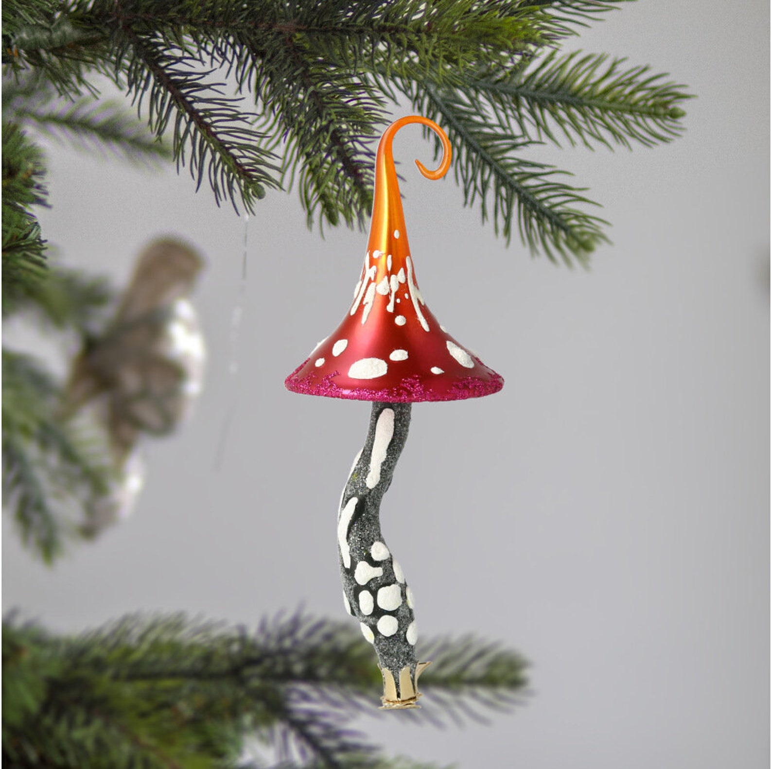 Glass Toadstool Clips Ornament Handmade Ornament Holiday - Etsy