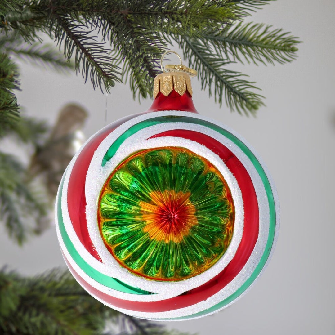 Glass Peppermint Reflector Ornament Handmade Holiday Decoration - Etsy