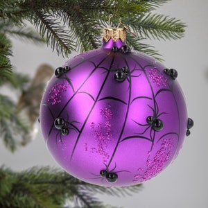 Glass Bauble With Spiders Free Blown Tree Decoration Halloween Handmade ...