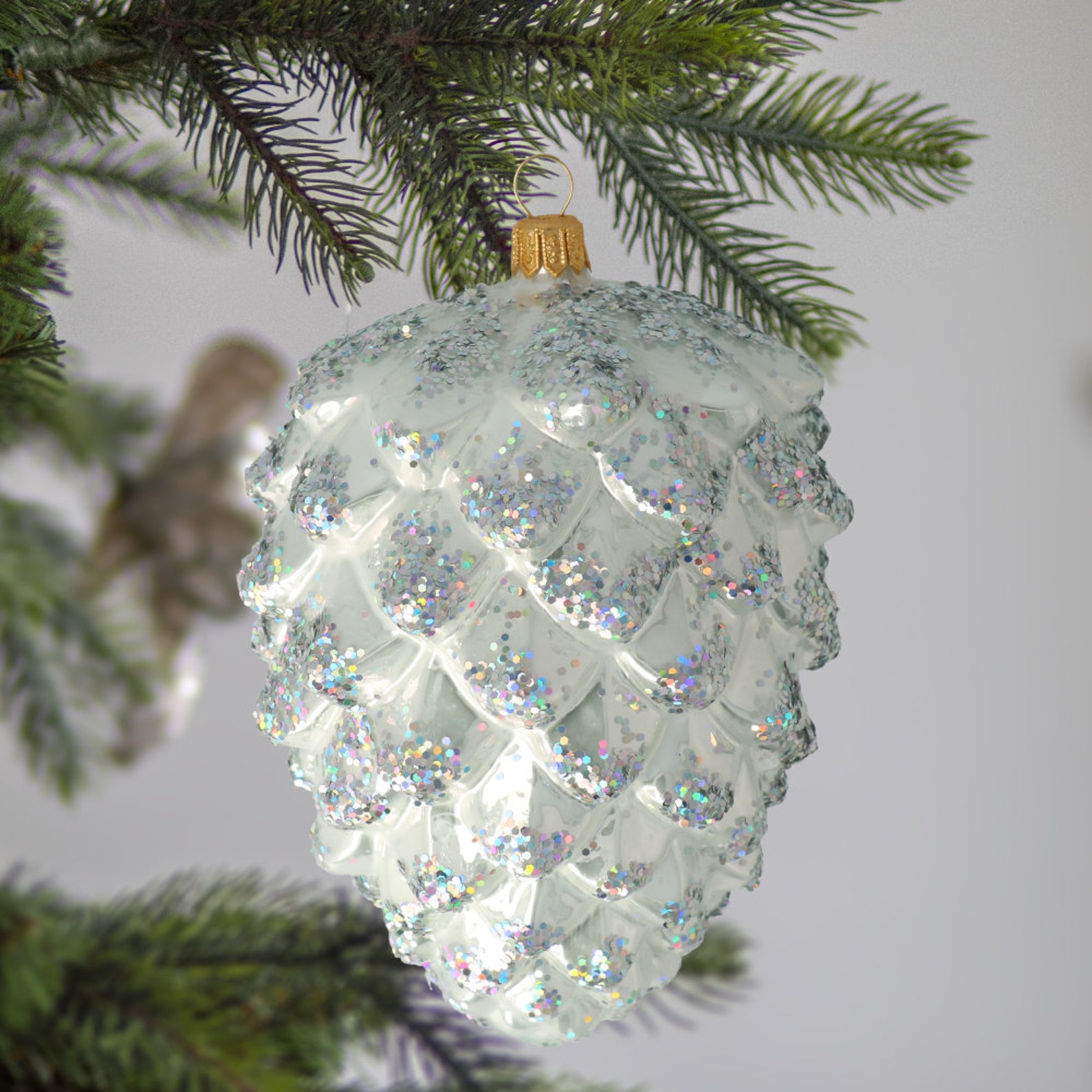 Glass Handmade Christmas Tree Pine Cone Traditional Ornament Handmade ...