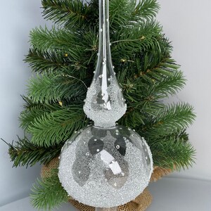 Glass Transparent Finial With Crystals Handmade Free Blown Tree Topper ...