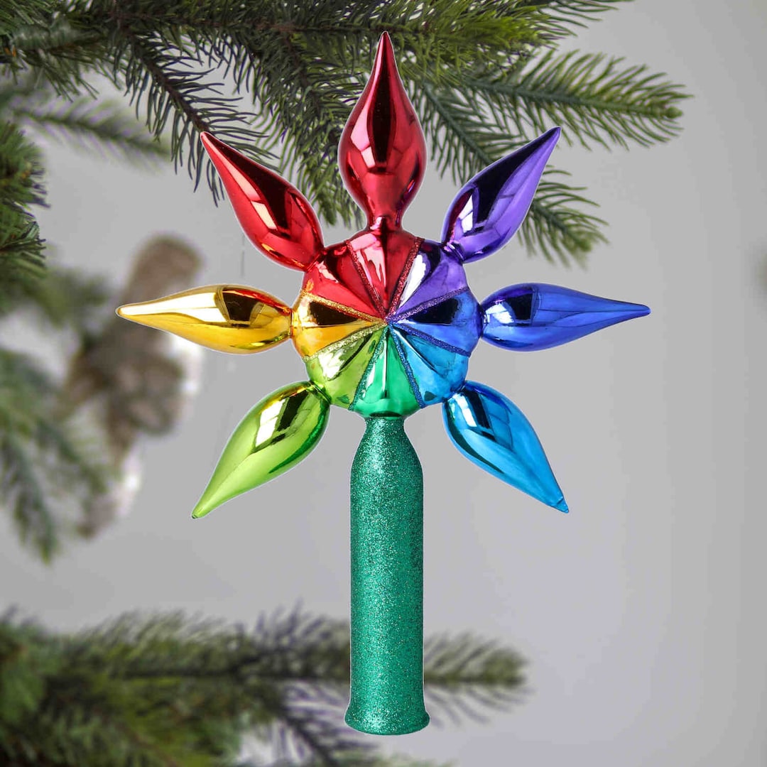Glass Handmade Big Rainbow Star Tree Topper Handmade Tree Top Free ...