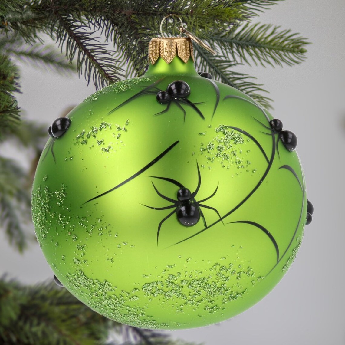 Glass Bauble With Spiders Free Blown Tree Decoration Halloween - Etsy