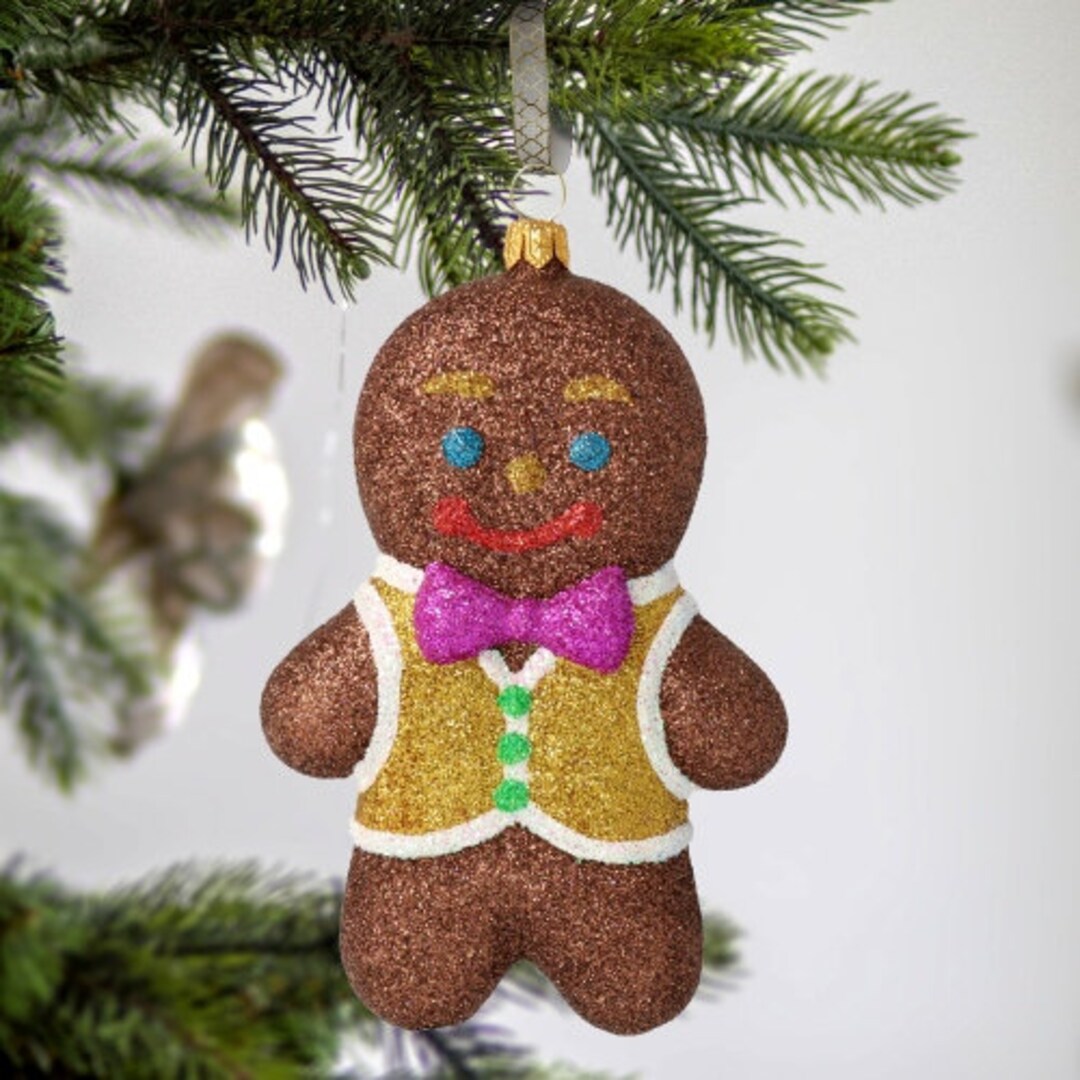 Glass Gingerbread Man With Sprinkles Traditional Christmas Ornament ...