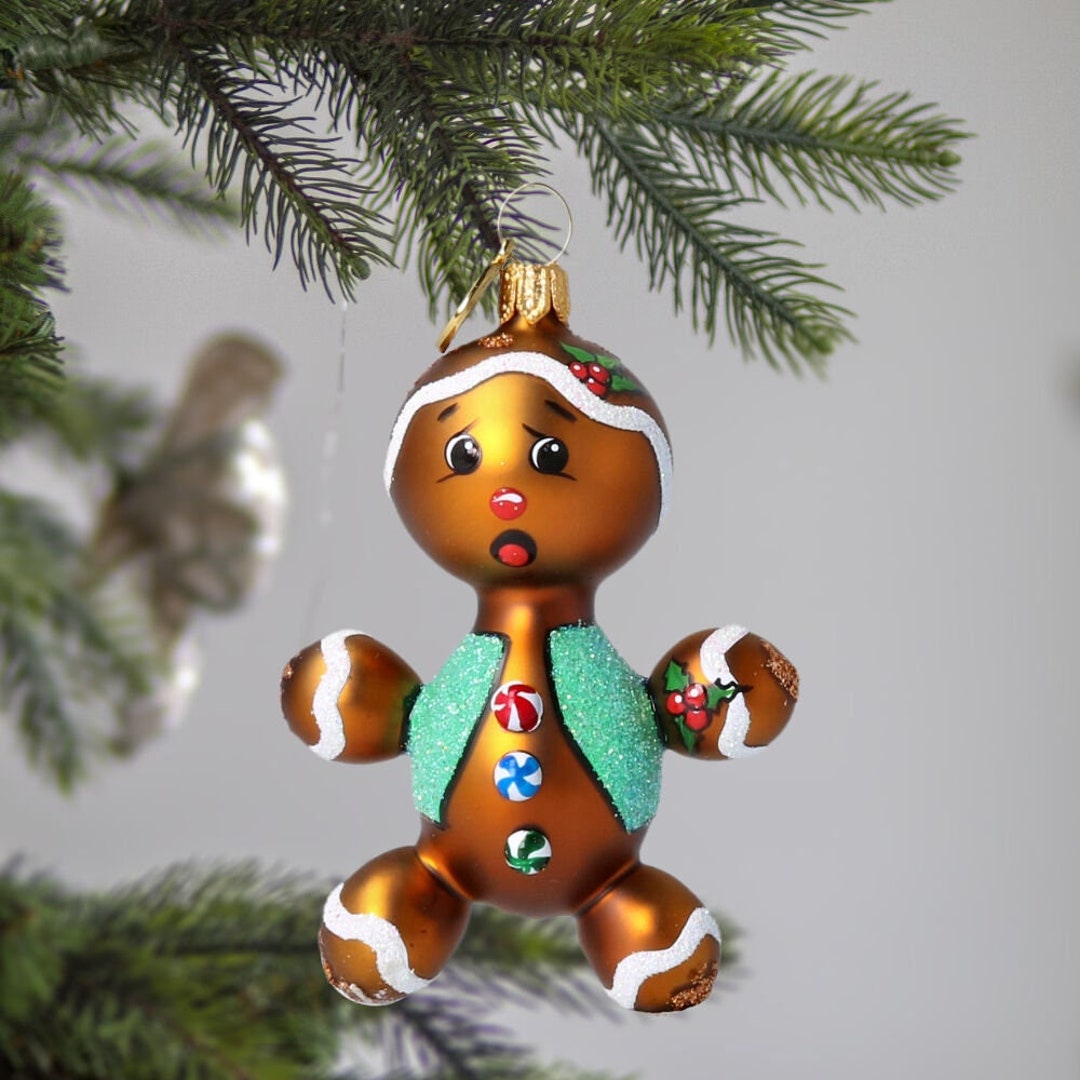 Glass Gingerbread Man Cookie Gingerbread Woman in Christmas Sweater ...