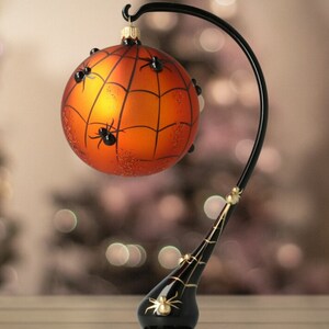 Glass Bauble With Spiders Free Blown Tree Decoration Halloween Handmade ...