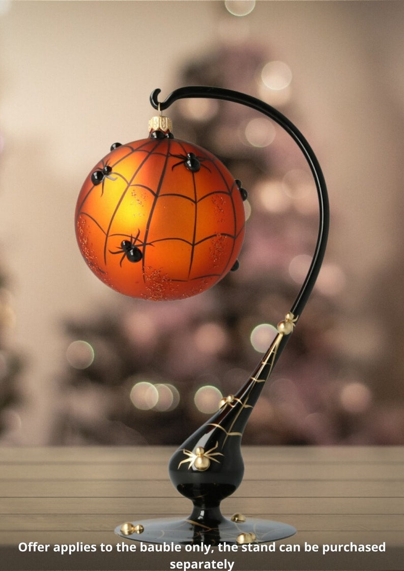 Glass Bauble With Spiders Free Blown Tree Decoration Halloween Handmade ...