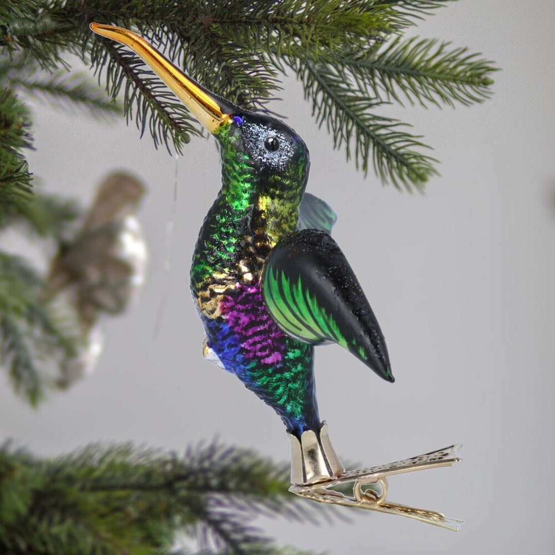 Clips de colibrí hechos a mano de vidrio ornamento adorno de árbol de ...