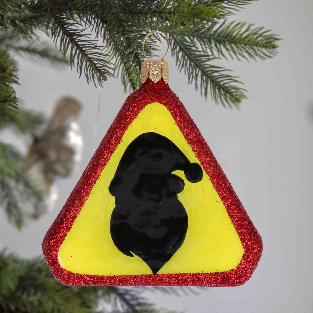 Glass Handmade Santa Warning Sign Christmas Ornament Handmade Ornament ...