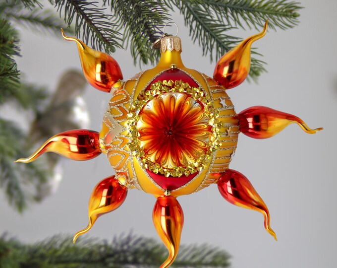 Glass Handmade Sun and Moon Reflector Drop Ornament Handmade Holiday ...
