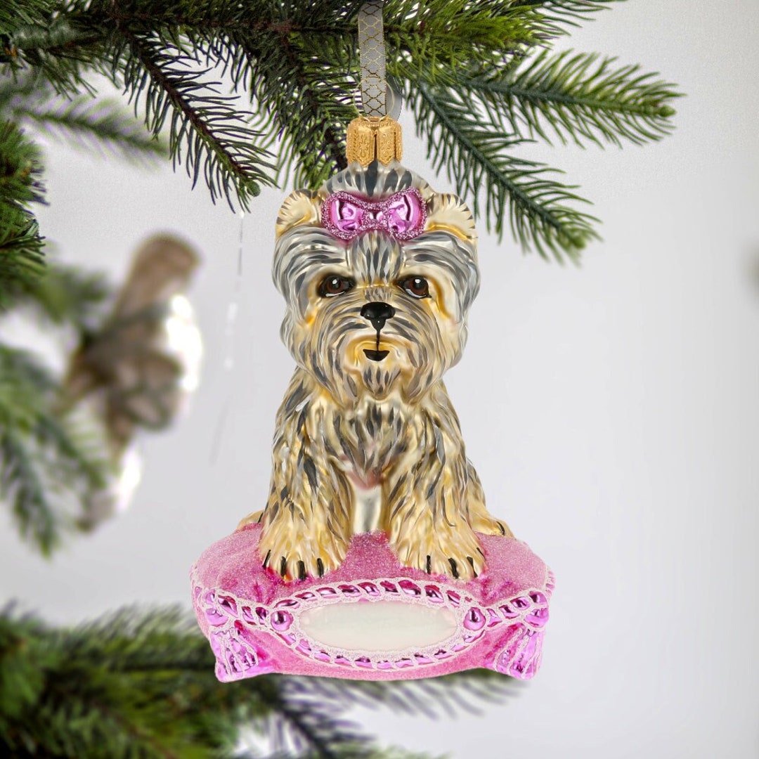 Glass Handmade Dog York Glass Yorkshire Terrier on a Pink Pillow ...