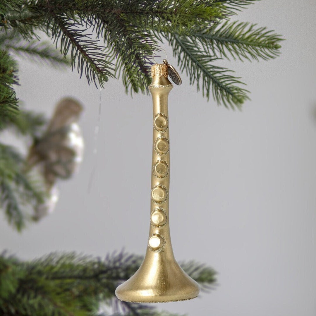 Glass Clarinet Gold Musical Instrument Traditional Glass Ornament ...