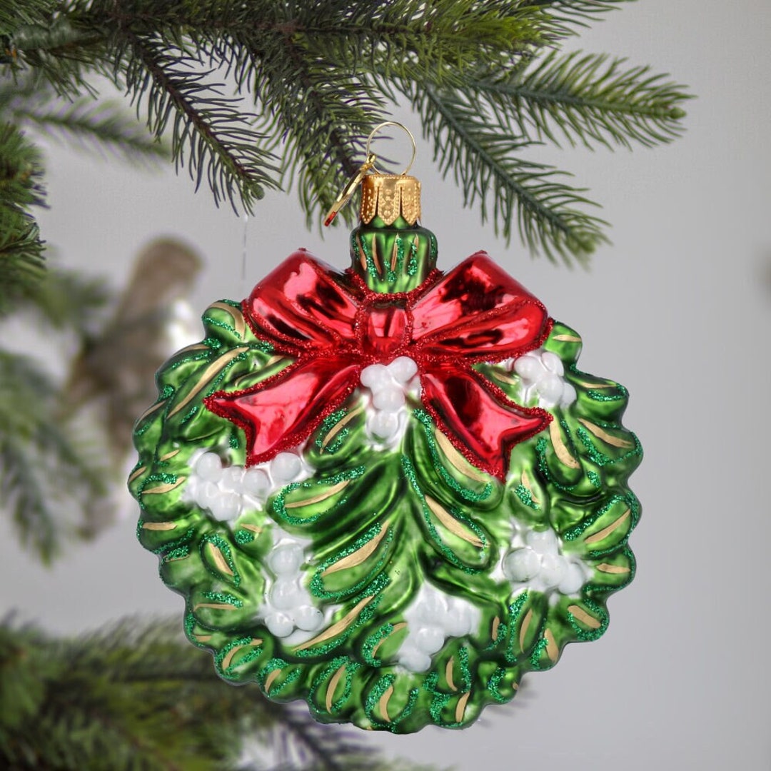 Glass Handmade Mistletoe Wreath Ornament Christmas Ornament Handmade ...