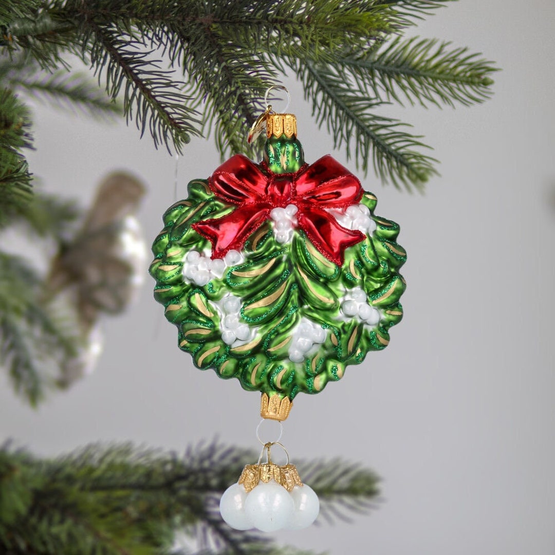 Glass Handmade Mistletoe Wreath Ornament Christmas Ornament Handmade ...