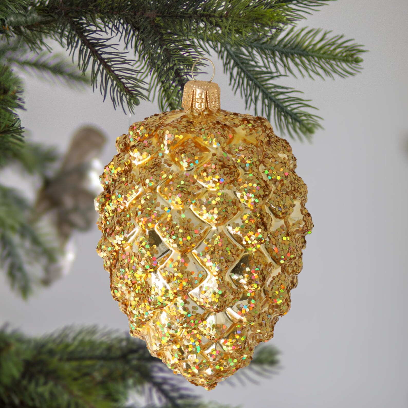 Glass Two Christmas Tree Pine Cone Traditional Ornament - Etsy