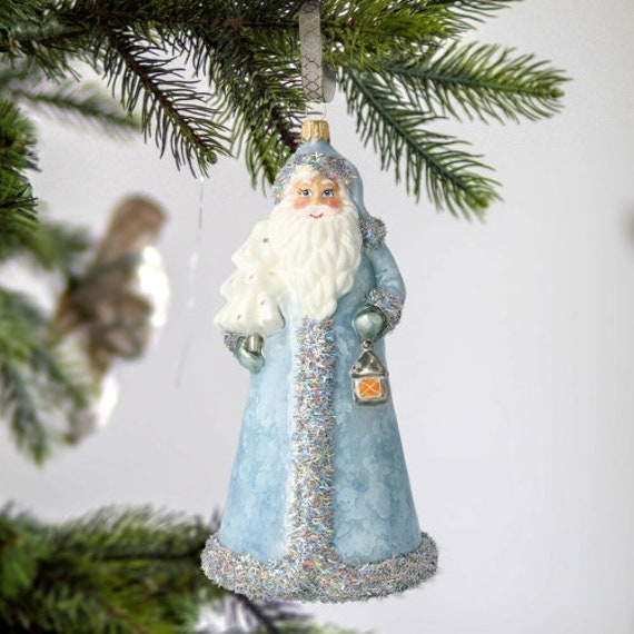 Glass Frosty Elegant Traditional Santa Claus Glass Ornament - Etsy