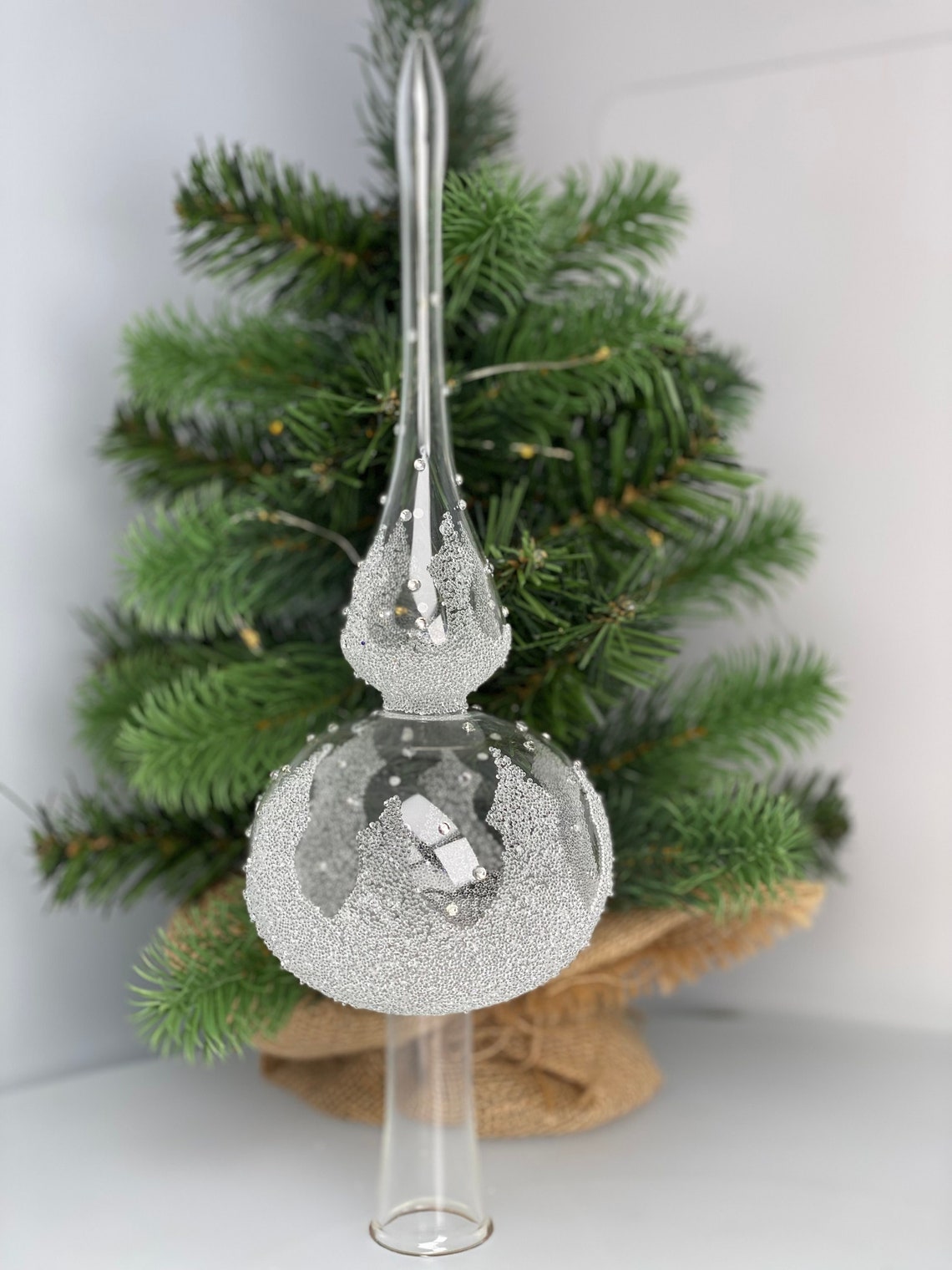 Glass Transparent Finial With Crystals Handmade Free Blown - Etsy