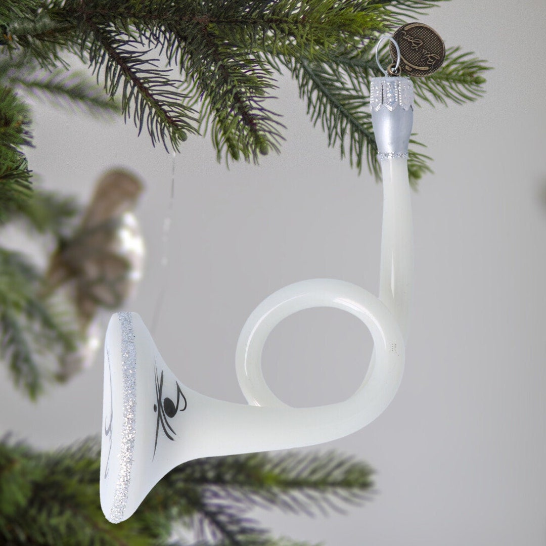Glass Handmade Horn White Musical Instrument French Horn Music Ornament ...