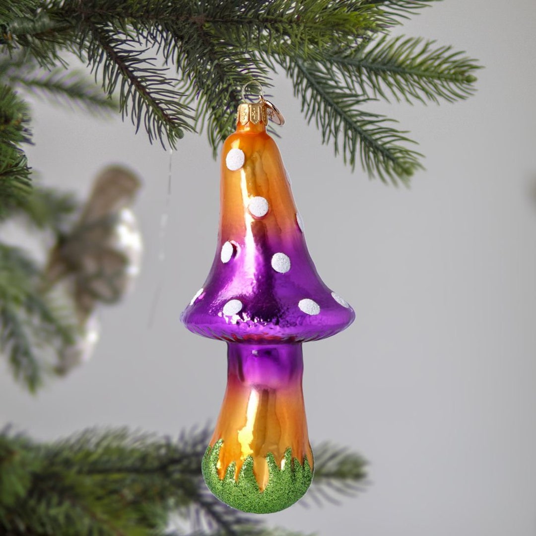Glass Colorful Toadstool Handmade Ornament Holiday Decoration - Etsy