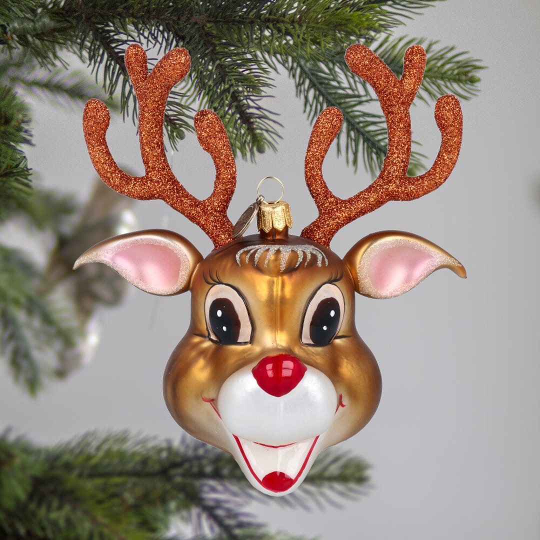 Glass Big Rudolf Santa's Reindeer Christmas Tree Handmade Glass ...