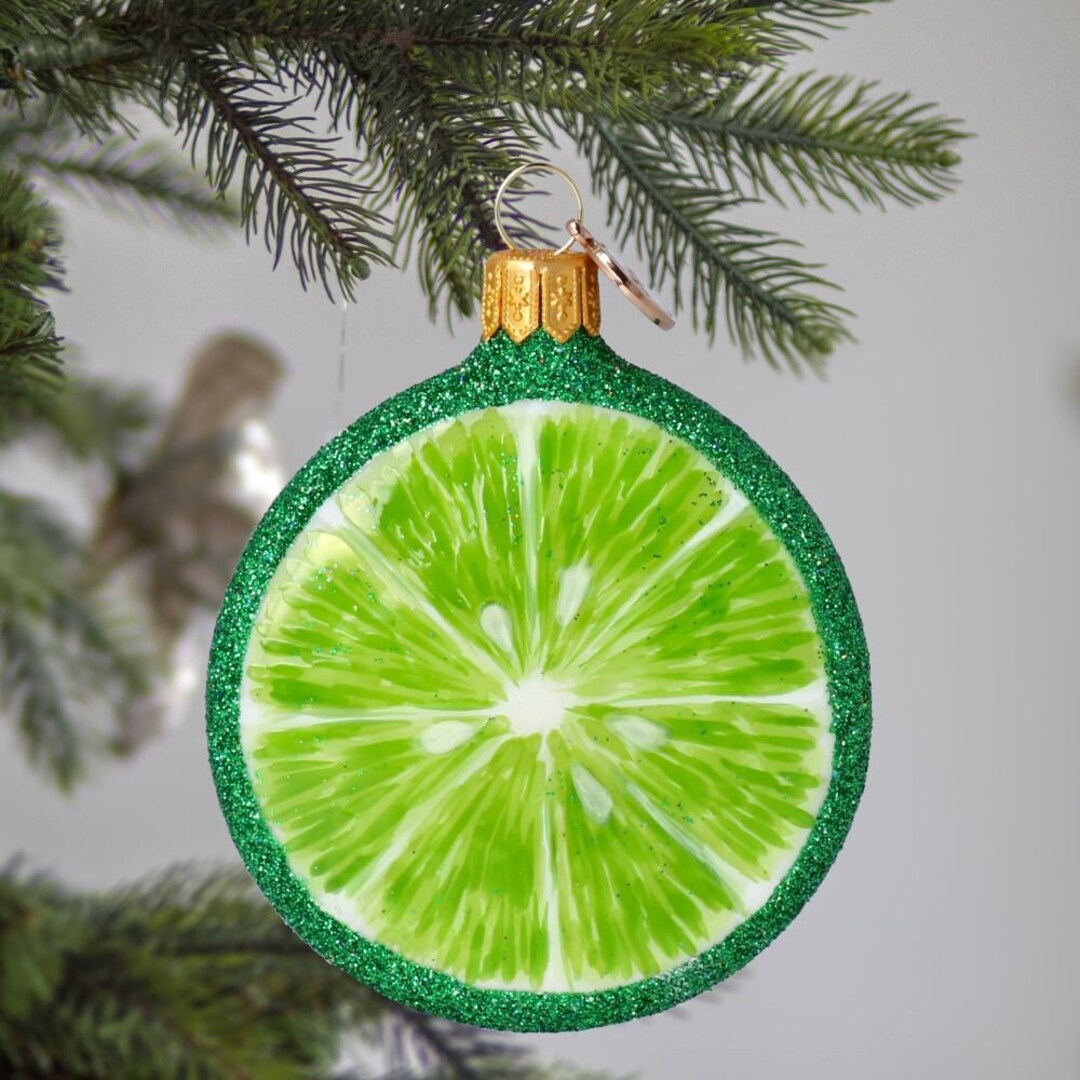 Glass Lime Slice Traditional Glass Ornament Green Lemon Lime Handmade ...