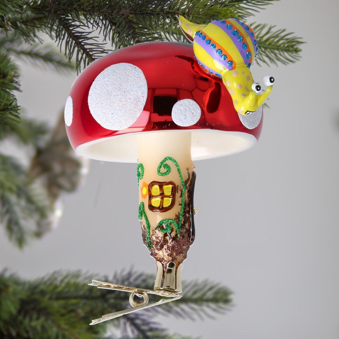 Glass Toadstool House With Snail Clips Ornament Handmade Ornament ...