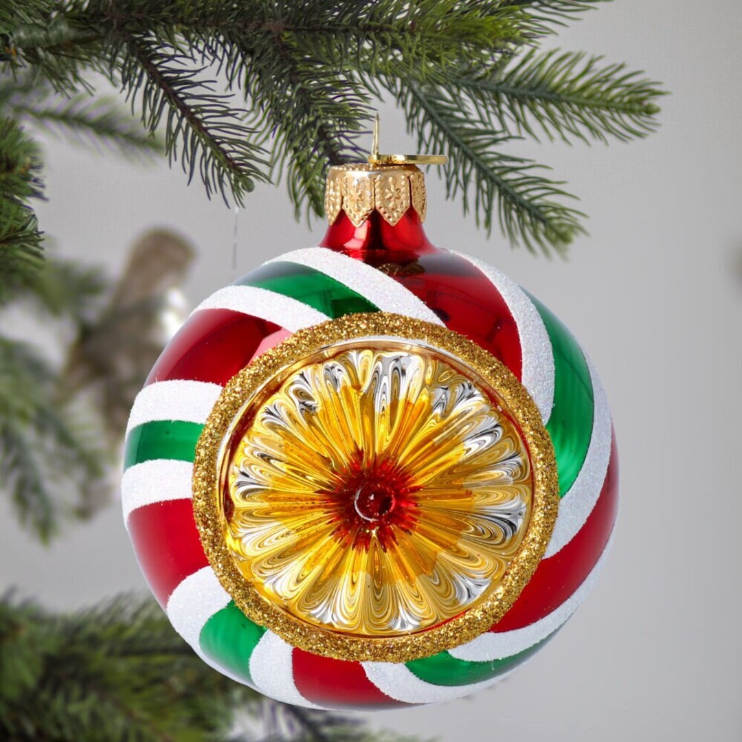 Glass Peppermint Reflector Ornament Handmade Holiday Decoration - Etsy