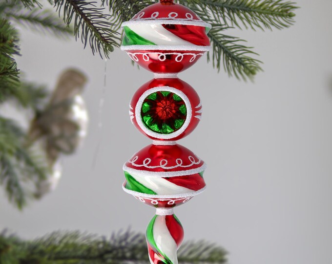 Glass Peppermint Drop With Reflector Handmade Circus Free Blown ...