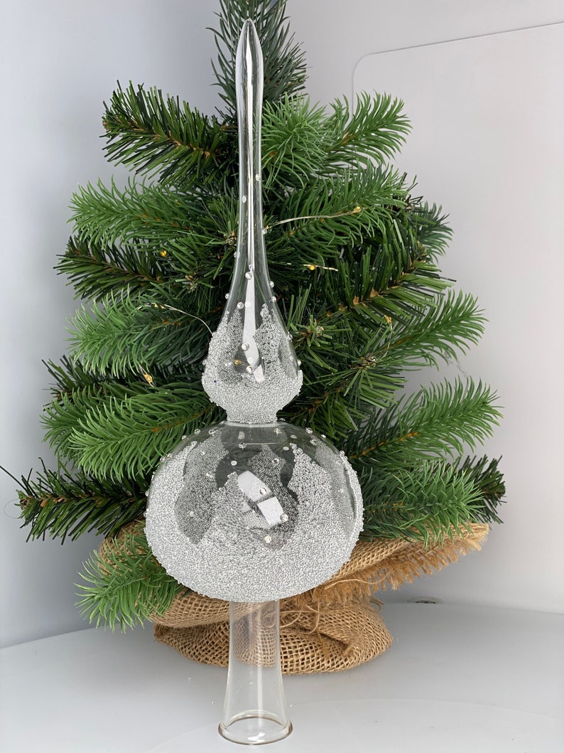 Glass Transparent Finial With Crystals Handmade Free Blown - Etsy