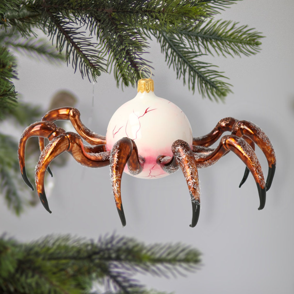 Glass Eyeball Spider Free Blown Glass Purple Eye Halloween - Etsy