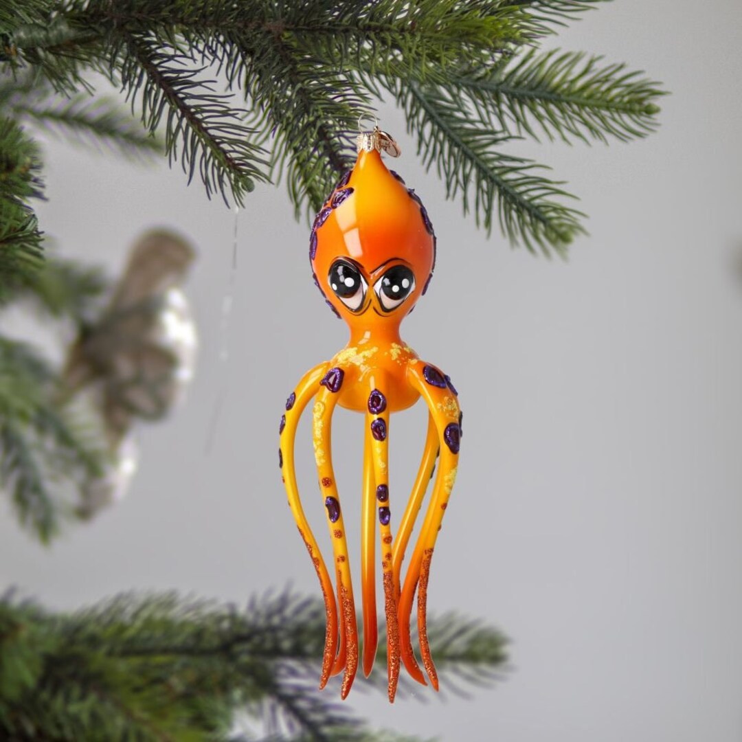Glass Big Octopus Free Blown Glass Christmas Tree Ornament Hand Made ...